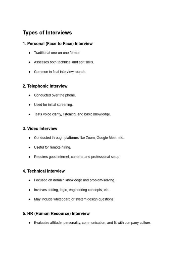 Types of Interviews | PDF