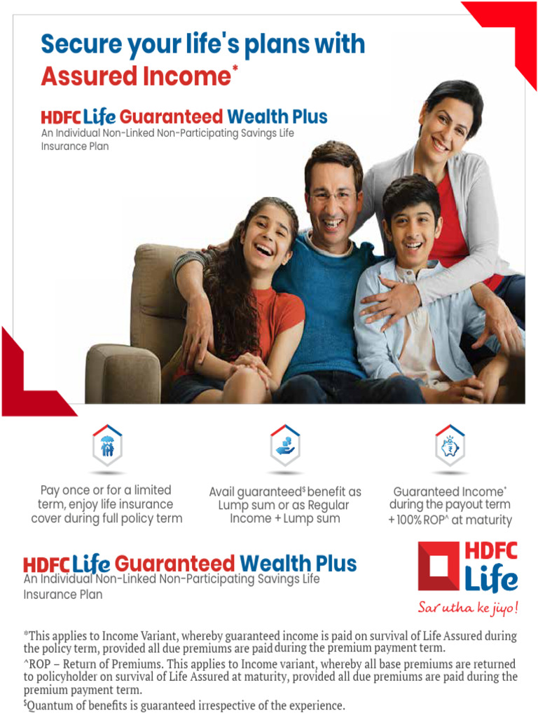 HDFC Life Guaranteed Wealth Plus Brochure | PDF | Insurance | Life ...