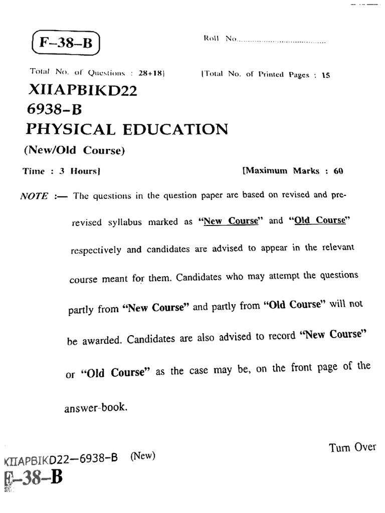 JK Bose Class 12 Physical Education 6938 B 2022 | PDF