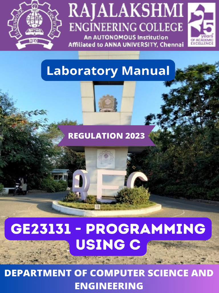 GE23131 - PUC - Lab Manual (Ay 2025-2026 Odd Sem) | PDF | C (Programming Language) | Engineering