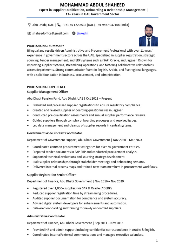 Mohammad Shaheed CV 2025-3 | PDF | United Arab Emirates | Enterprise ...