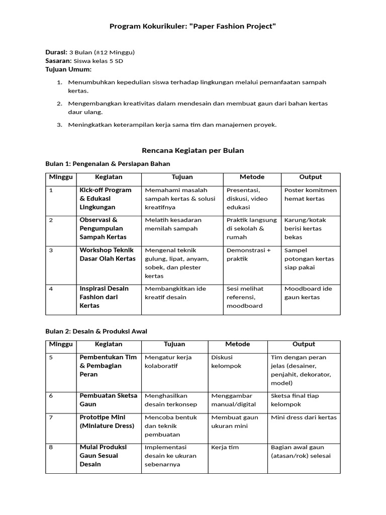 Program Kokurikuler Kelas 5 | PDF