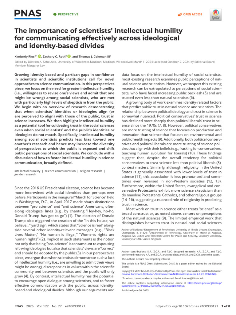 Intellectual Humility in Science Communication | PDF | Science | Social ...