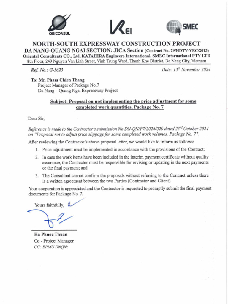 G3623-Proposal On Not Implementing The Price Adjustment For Some ...