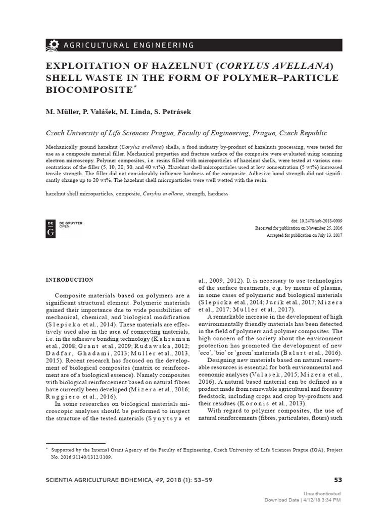 Hazelnut Shell Polymer Biocomposite Study | PDF | Composite Material ...