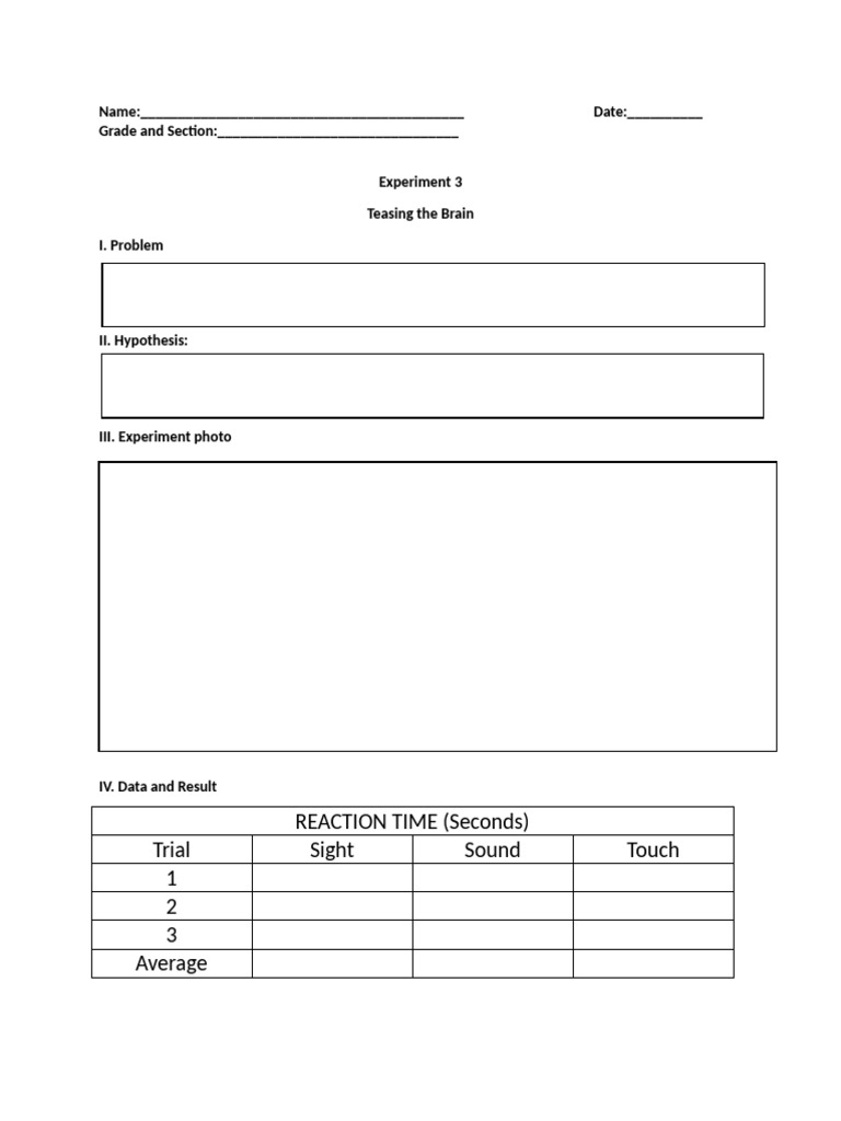 Brain Reaction Time Experiment Analysis | PDF | Mental Chronometry ...