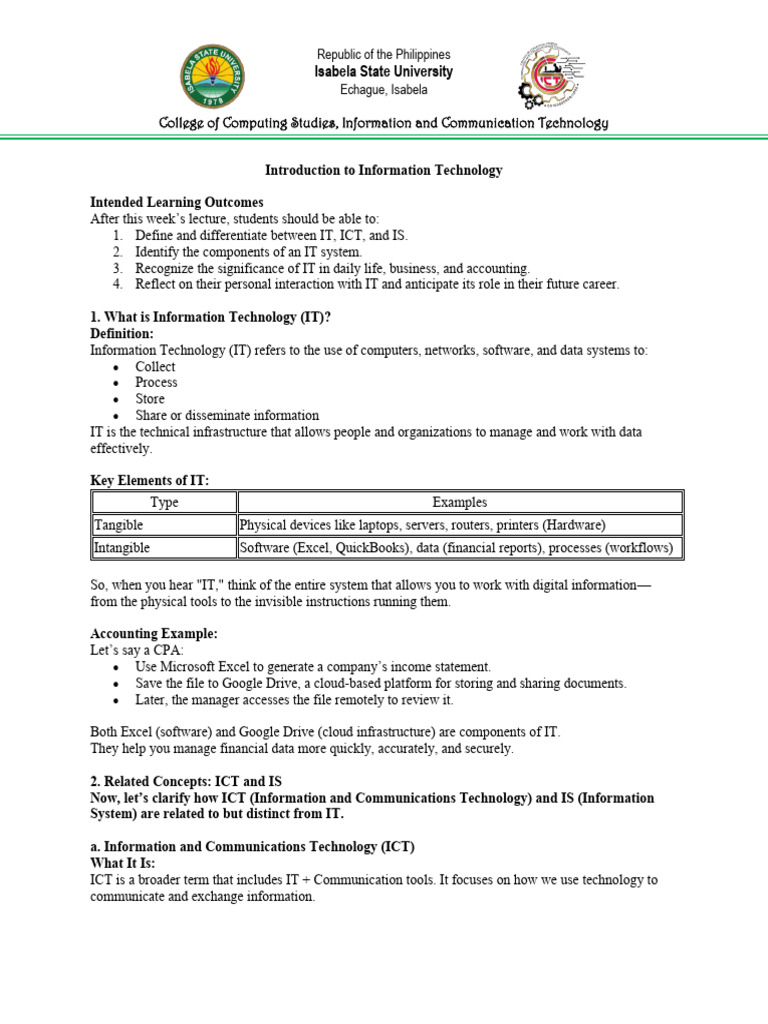 Understanding IT, ICT, and IS Concepts | PDF | Information ...