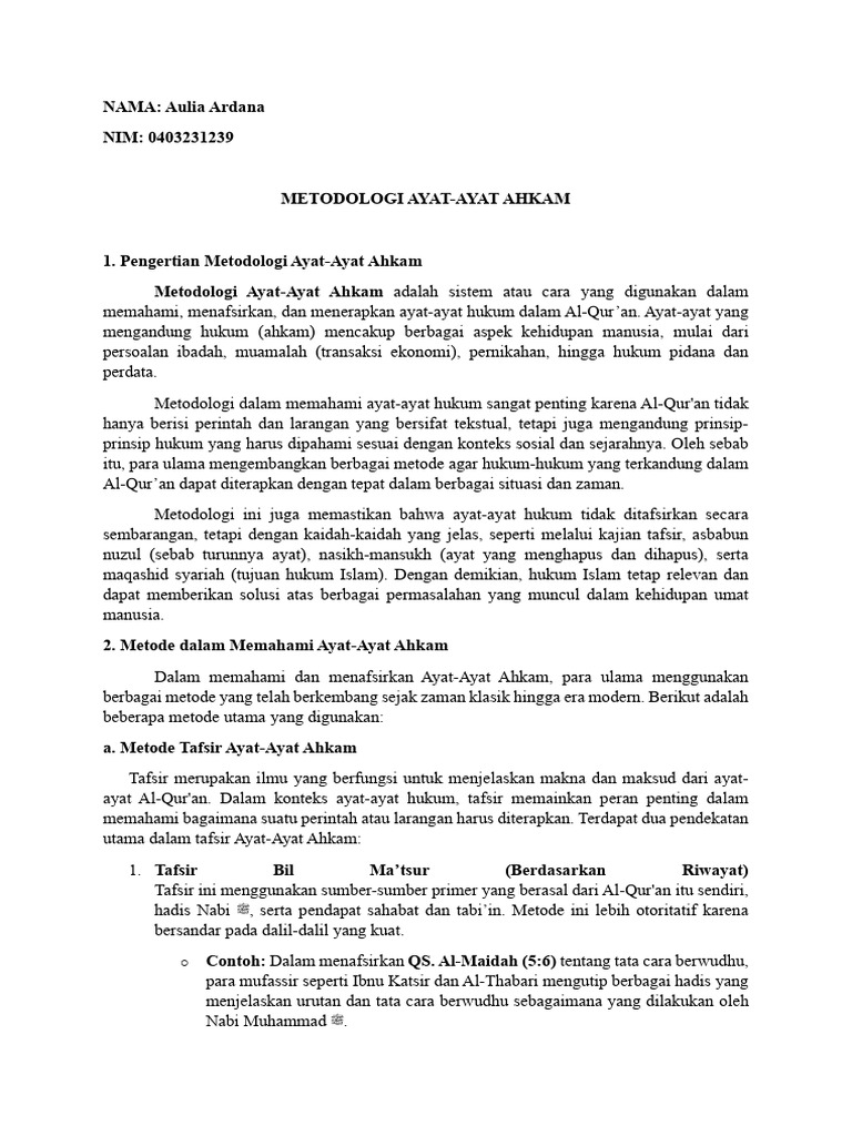 Metodologi Ayat-Ayat Ahkam | PDF