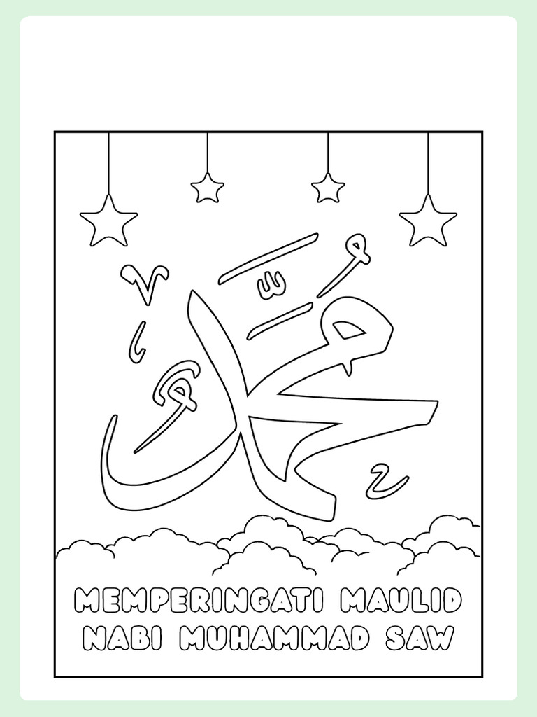 Poster Mewarnai Maulid Nabi Muhammad Lembar Kerja Hijau Ilustratif | PDF