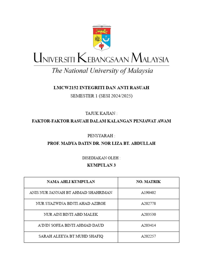 Kajian Kes - Rasuah Dalam Kalangan Penjawat Awam | PDF