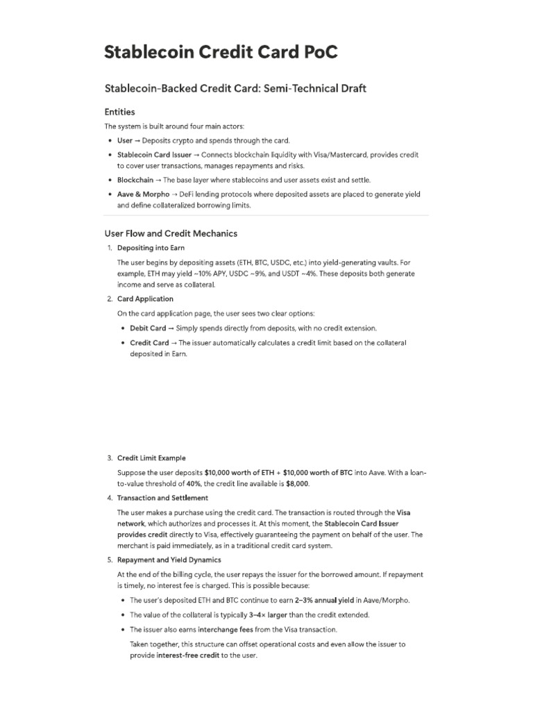 Stablecoin Credit Card PoC 1758200194 | PDF
