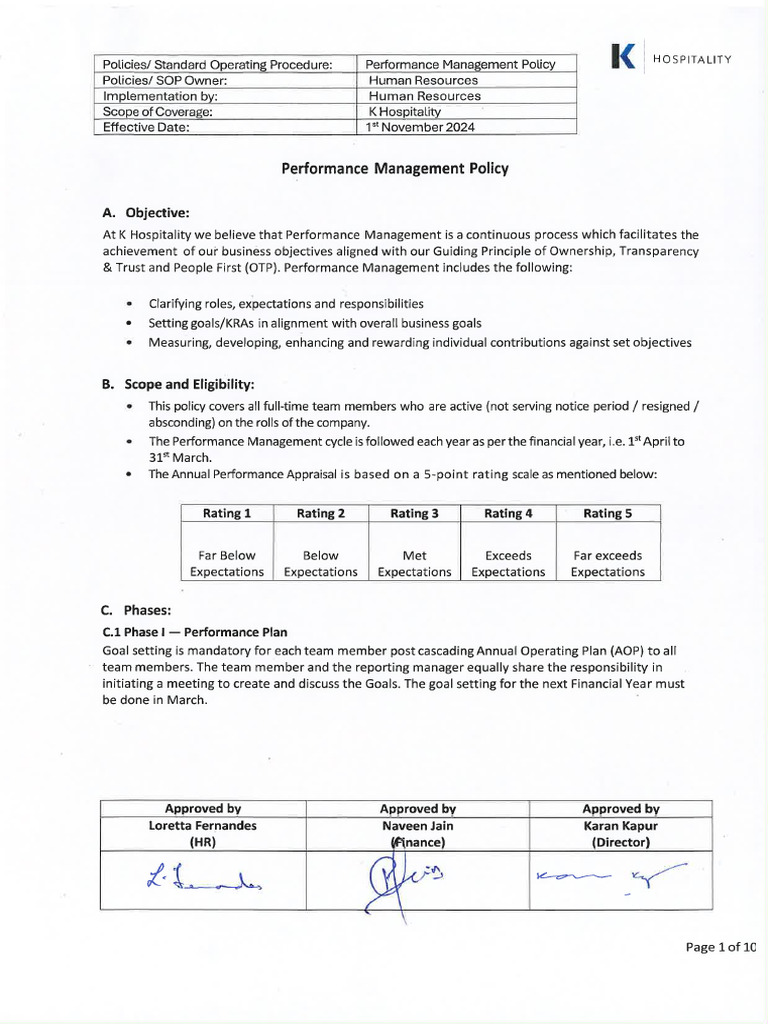 Performance Management Policy Nov2024 | PDF