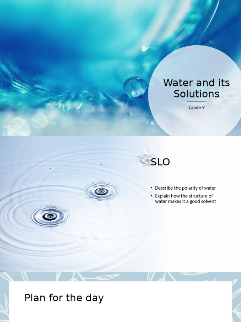W 2-2 Water and Its Solutions | PDF