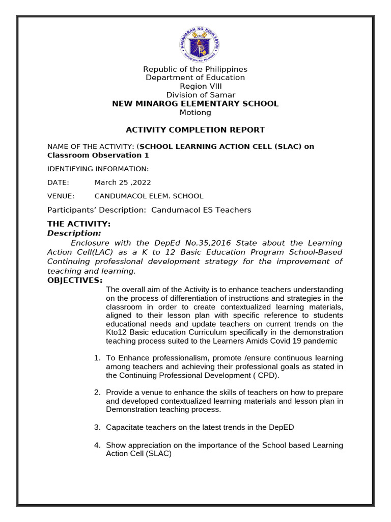 .Trashed-1761639437-Slac Acr and Narrative | PDF | Teachers | Lesson Plan