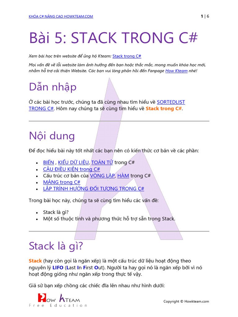 Bài 5 - Stack Trong C# | PDF