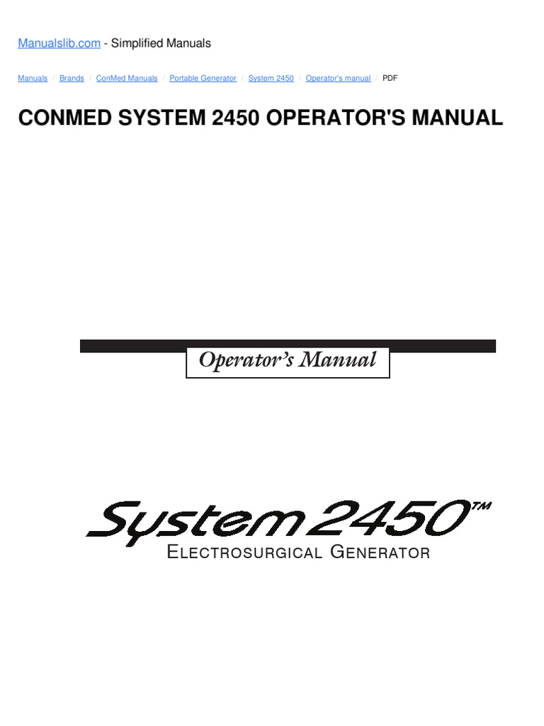 ConMed System 2450 Operator Manual | PDF | Mains Electricity | Electricity
