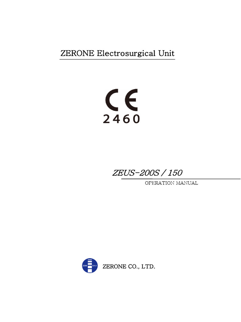 ZEUS-200S/150 Electrosurgical Manual | PDF | Electricity