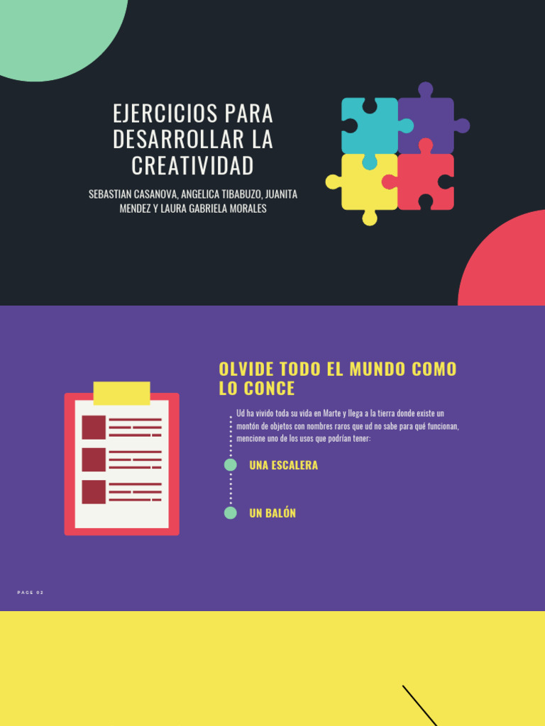 Ejercicios Creativos para Estudiantes | PDF