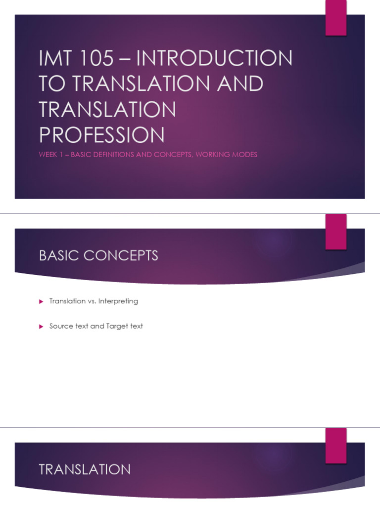 Introduction to Translation Basics | PDF | Language Interpretation ...