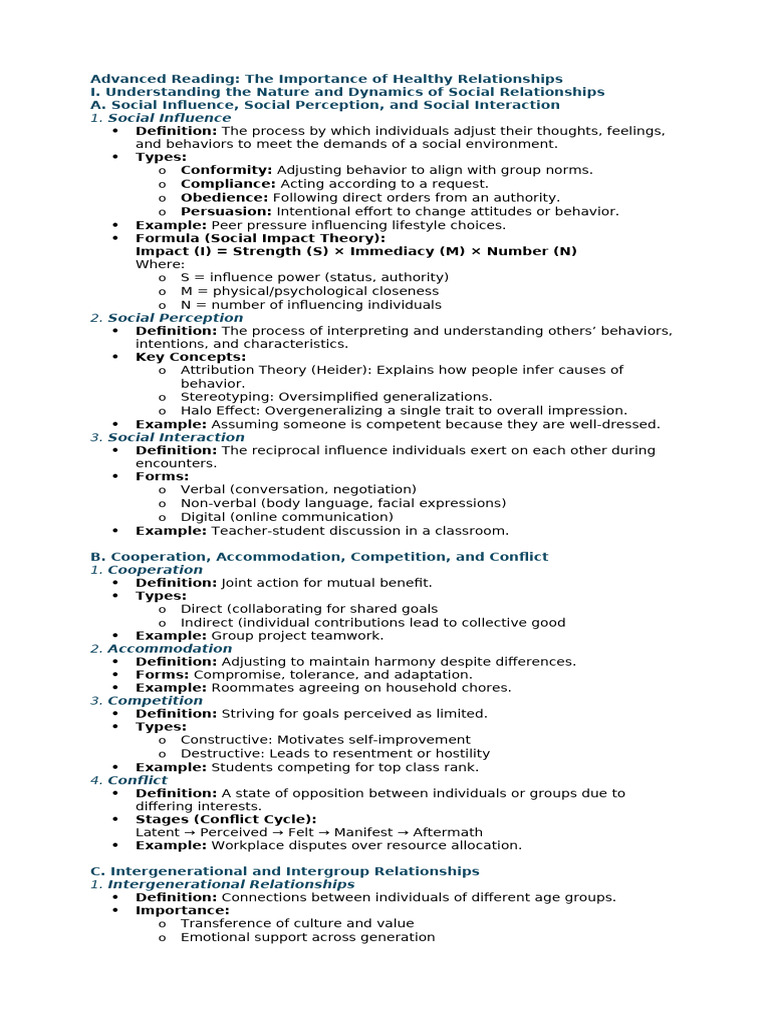 Importance of Healthy Relationships | PDF | Behavioural Sciences ...