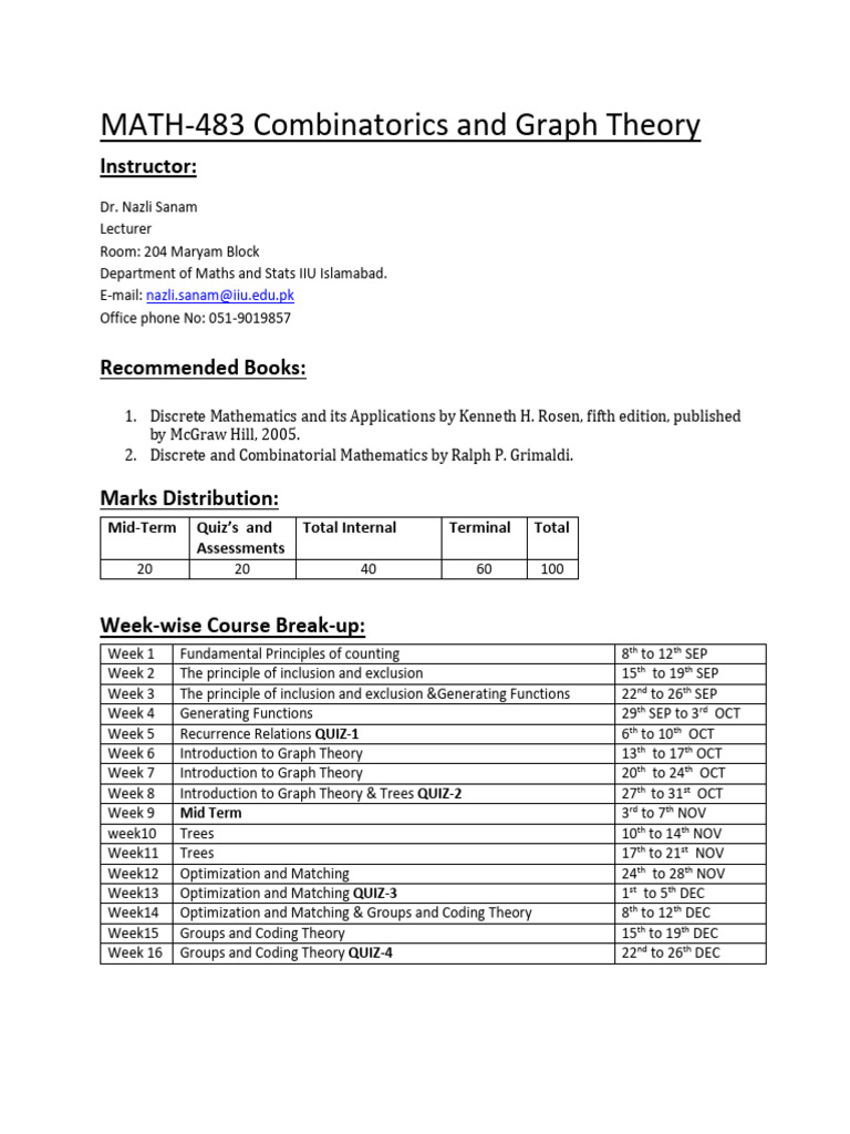 Combinatorics and Graph Theory Course | PDF