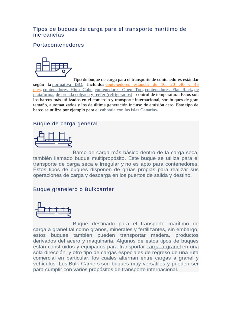 Tipos de buques de carga marítima | PDF | Barco de carga | Petróleo