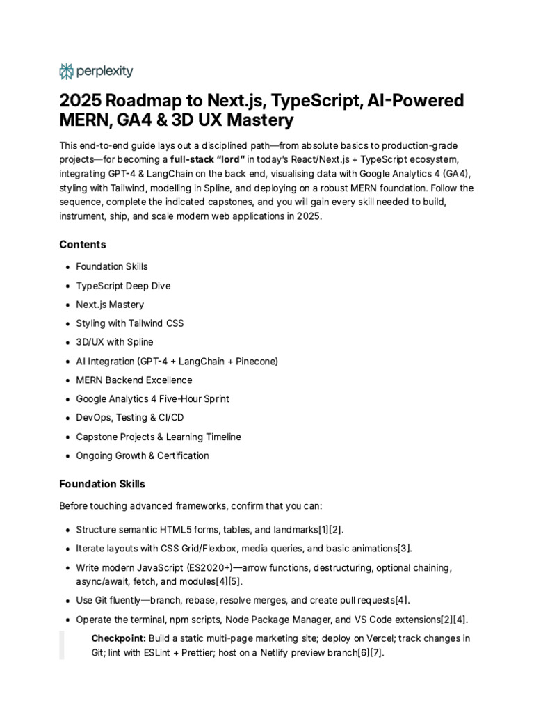 2025 Roadmap To Next - JS, TypeScript, AI-Powered ME | PDF | Software | Computer Programming