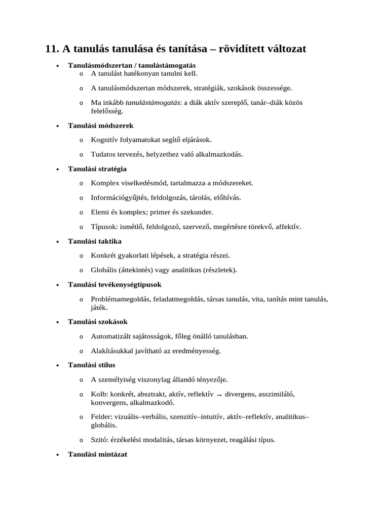 A Tanulás Tanulása És Tanítása | PDF