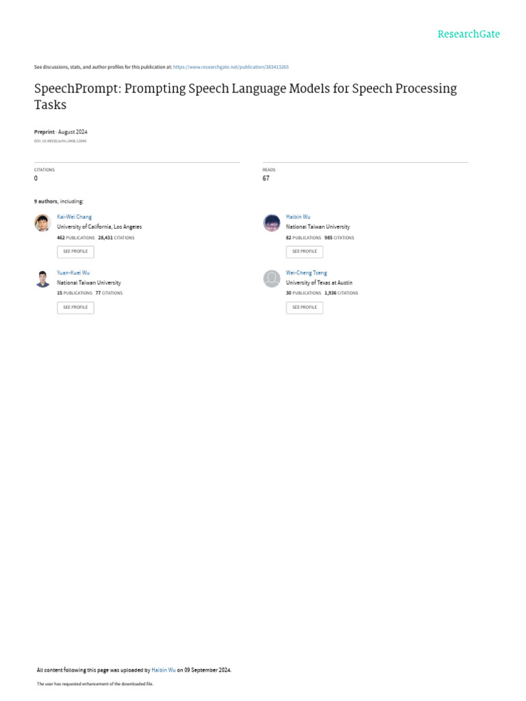 SpeechPrompt for Language Models | PDF | Speech | Data Compression