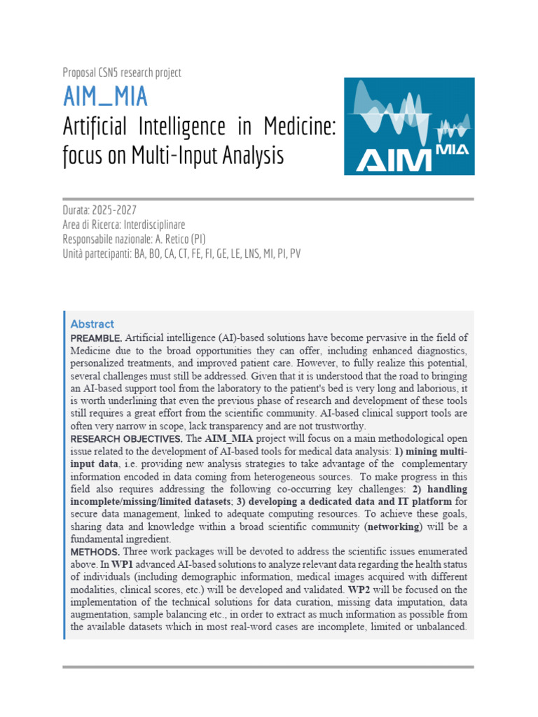 Proposal AIM MIA 2025 2027 | PDF | Medical Imaging | Artificial Intelligence