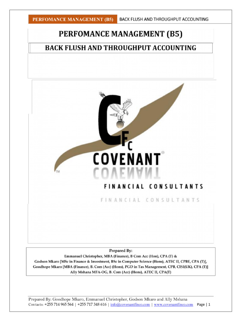 Back Flush and Throughput Accounting | PDF