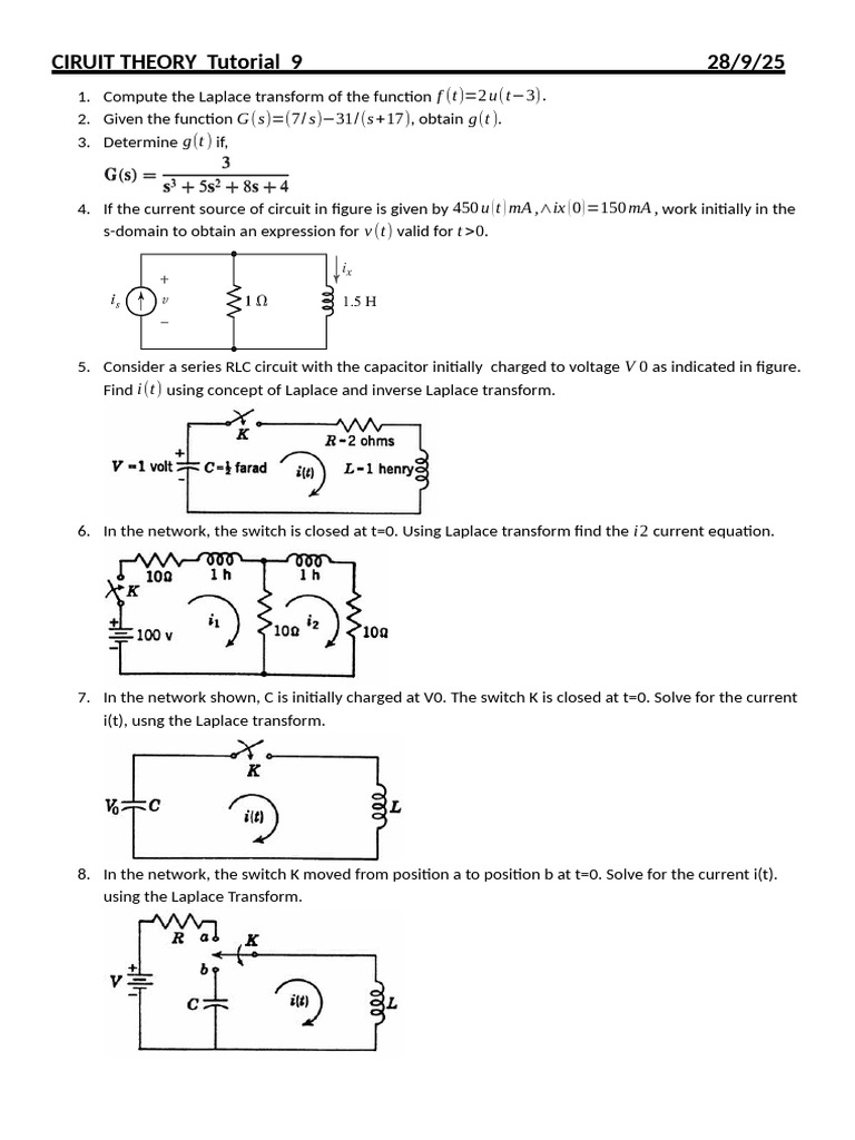 Ciruit Theory Tutorial 9 | PDF