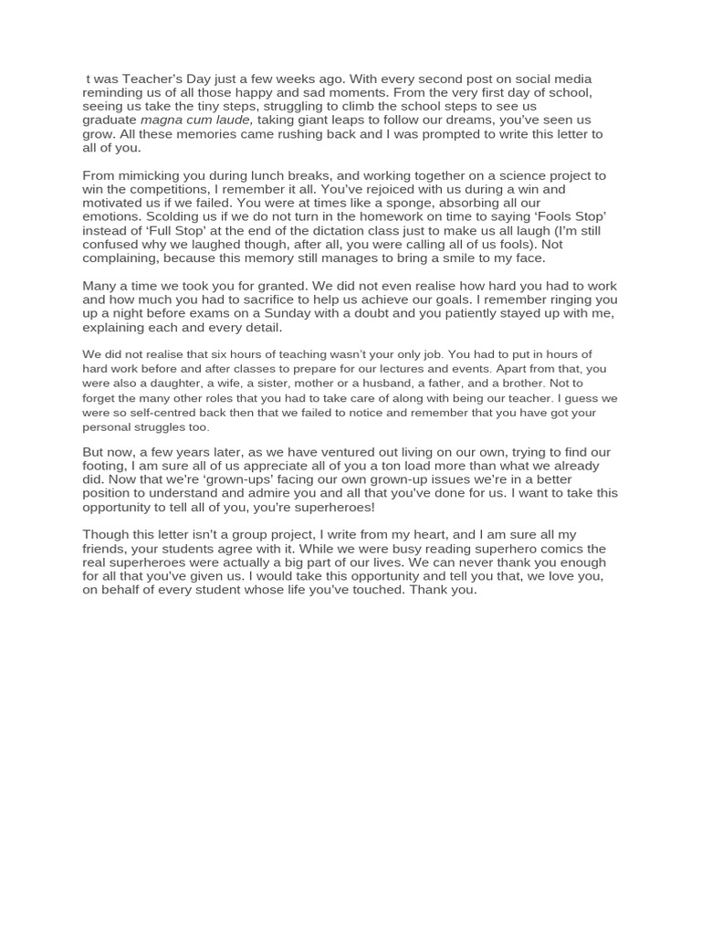 Teacher, You Are Essential! | PDF