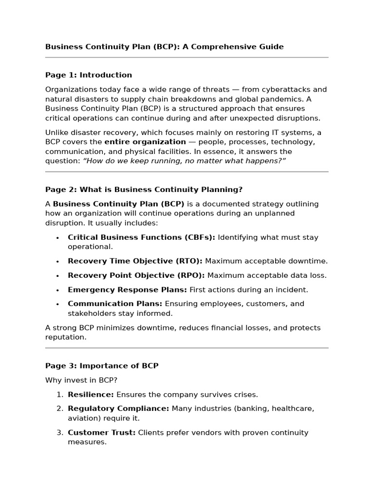 Business Continuity Plan | PDF | Business | Computing