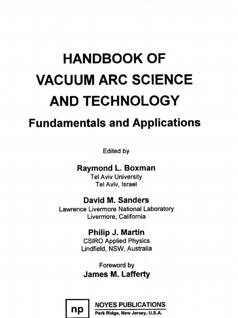 Handbook of Vacuum Arc Science and Technology | PDF | Electric Arc ...