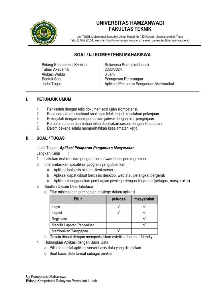 Soal Uji Kompetensi Bidang RPL | PDF