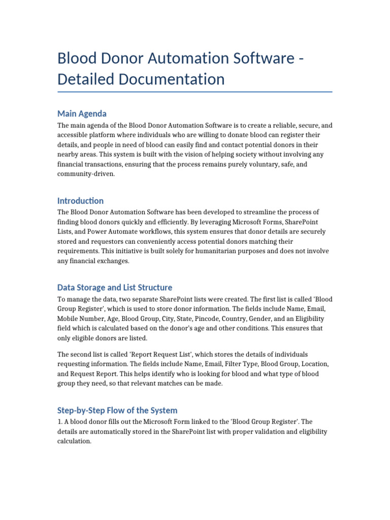 Blood Donor Automation Software Guide | PDF | Share Point | Blood Donation