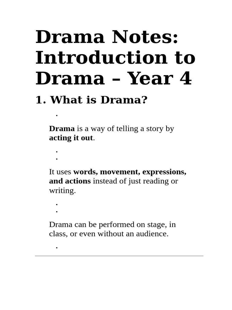 Year 4 Drama: Skills and Activities Guide | PDF