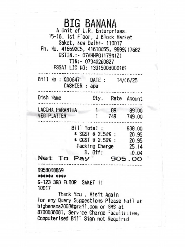 Big Banana Invoice | PDF