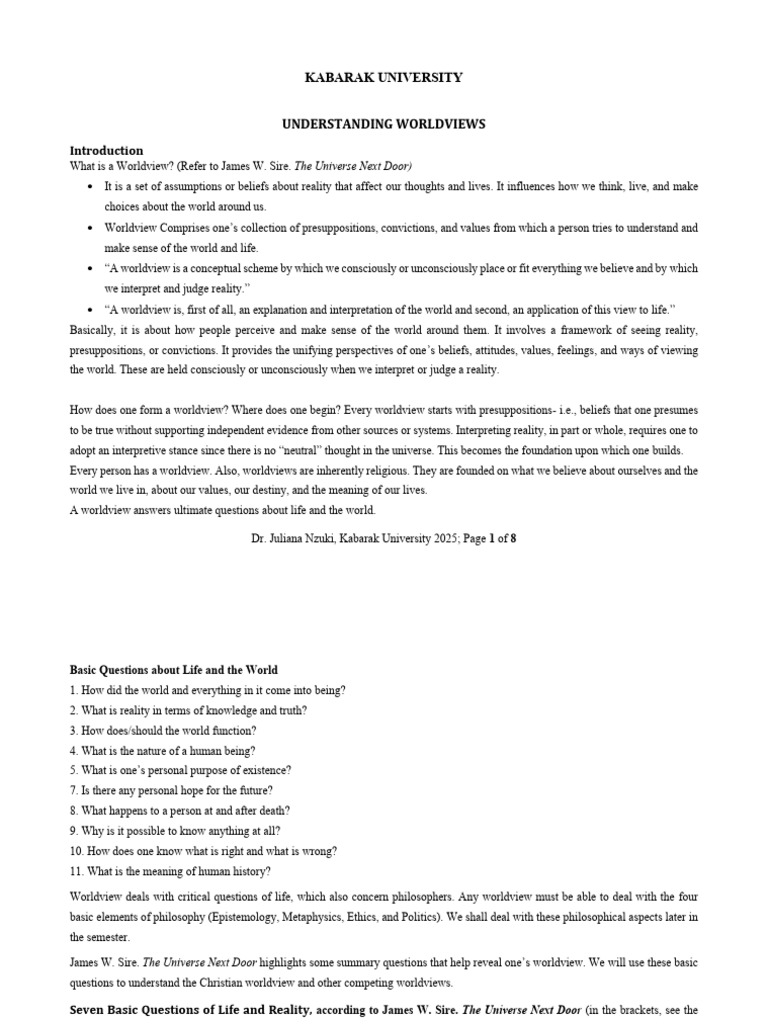 Understanding Worldviews Explained | PDF | Deism | God