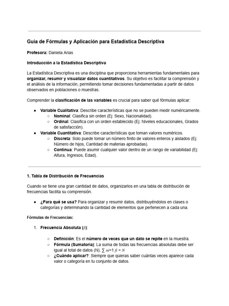 Material Formulas Claves Estadistica | PDF | Diferencia | Cuantil