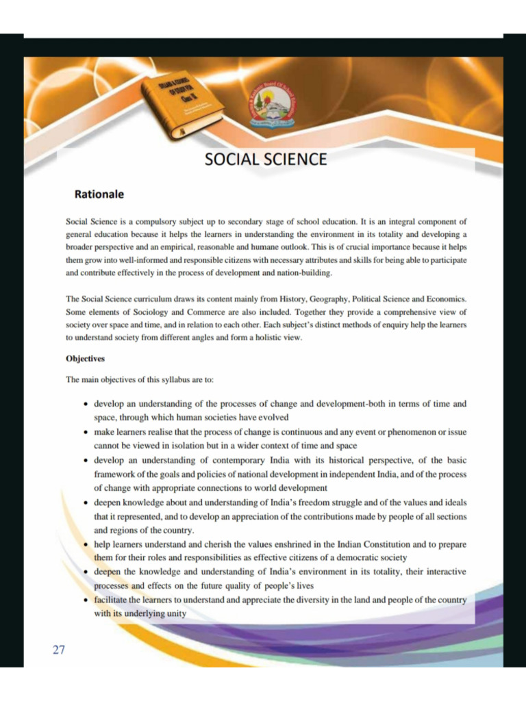 Class 9th 2026 Social Science Syllabus JKBOSE | PDF