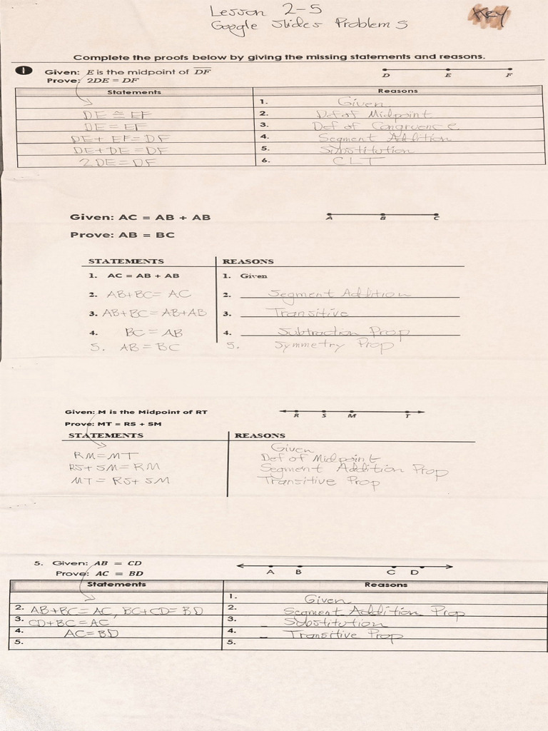 Lesson 2-5 Segment Addition PPT Proofs | PDF