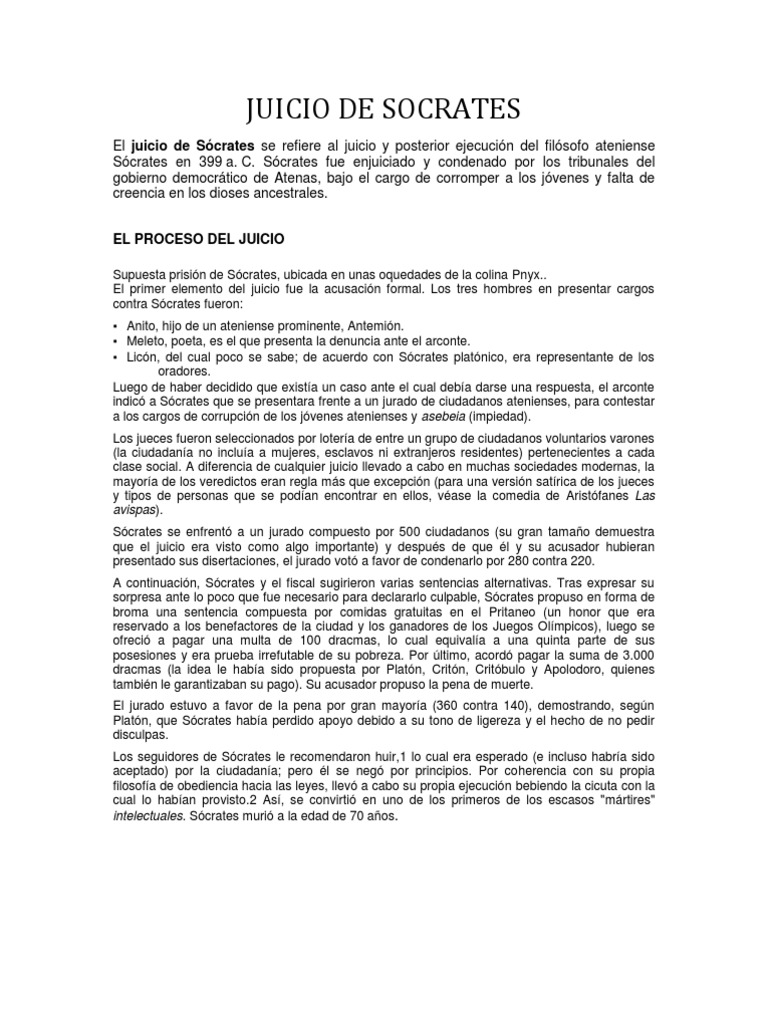 Juicio de Socrates | PDF | Ciencia cognitiva | Verdad