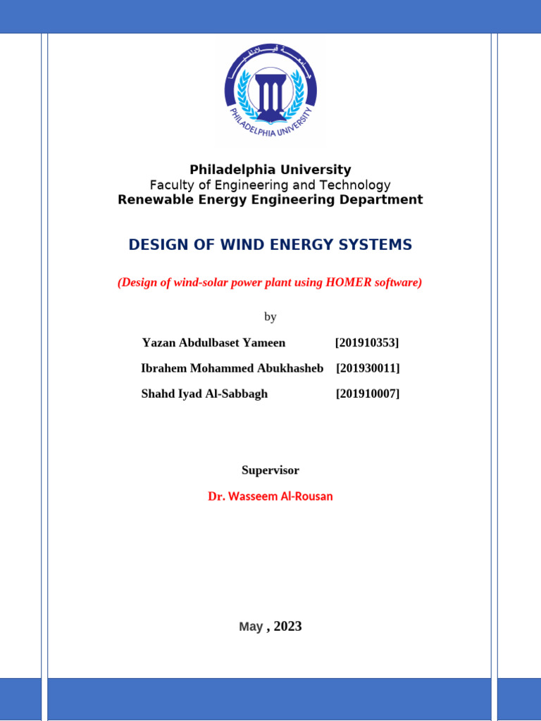 Design of Wind-Solar Power Plant Using HOMER Software | PDF | Renewable ...