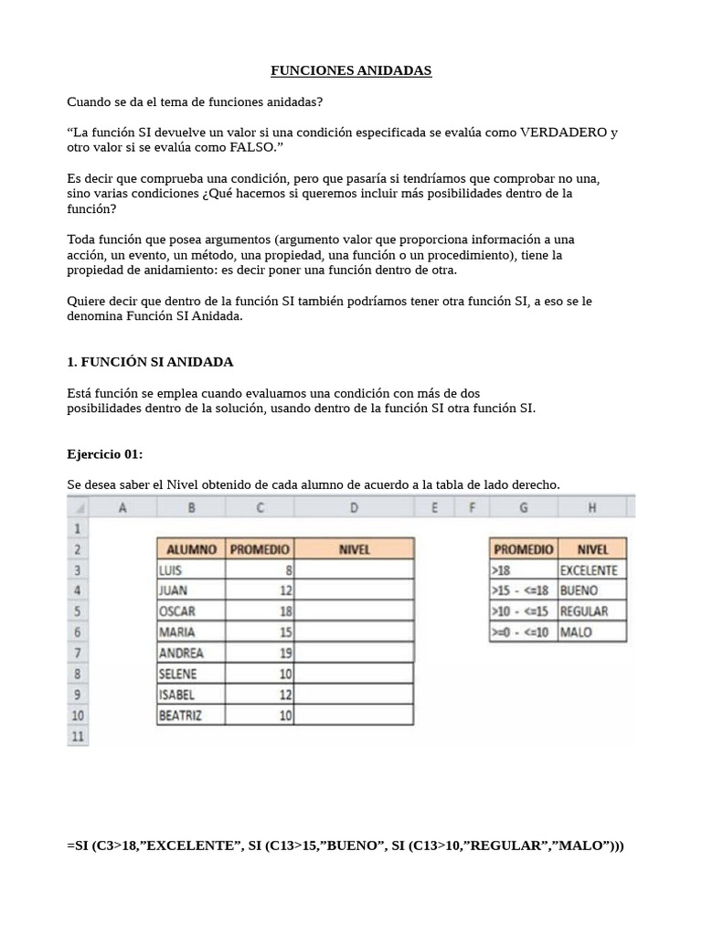 Práctica 4.funcion Si Anidada | PDF