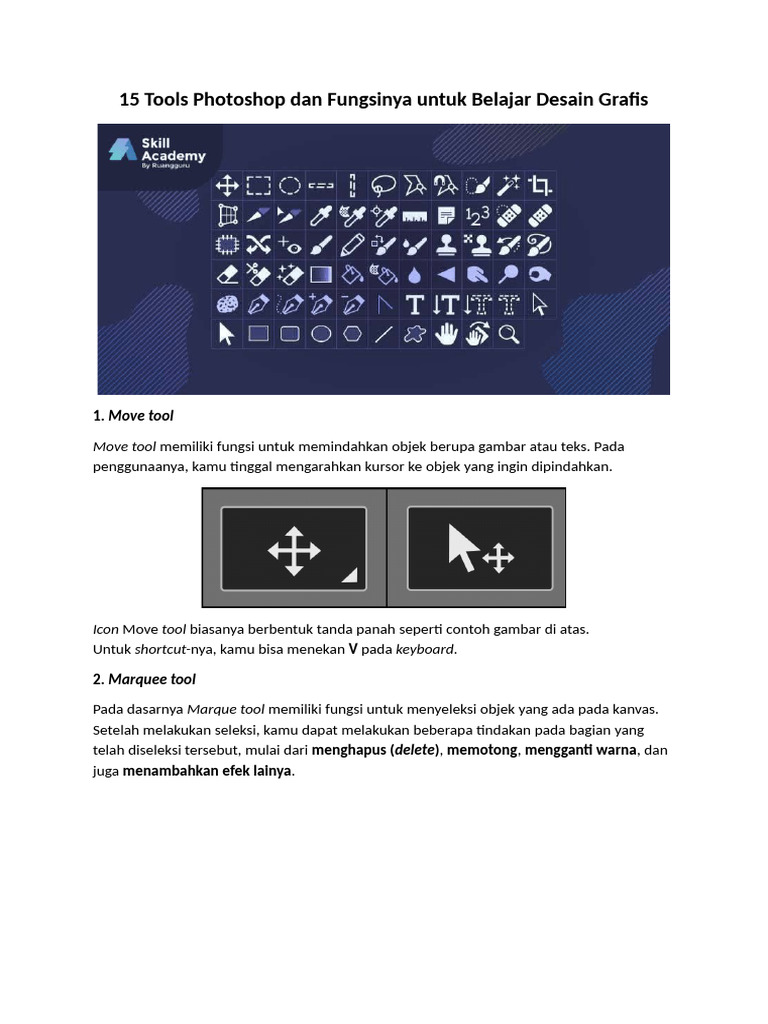 Mengenal 15 Tools Photoshop Dan Fungsinya Untuk Belajar Desain Grafis | PDF