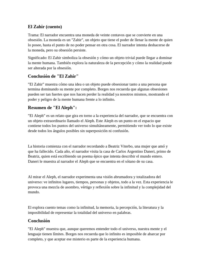 El Zahir: Obsesión y Realidad | PDF