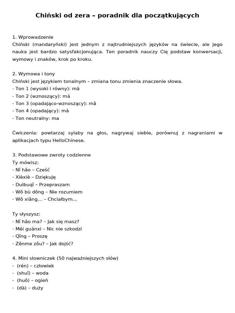 Chinski Od Zera Kompletny | PDF