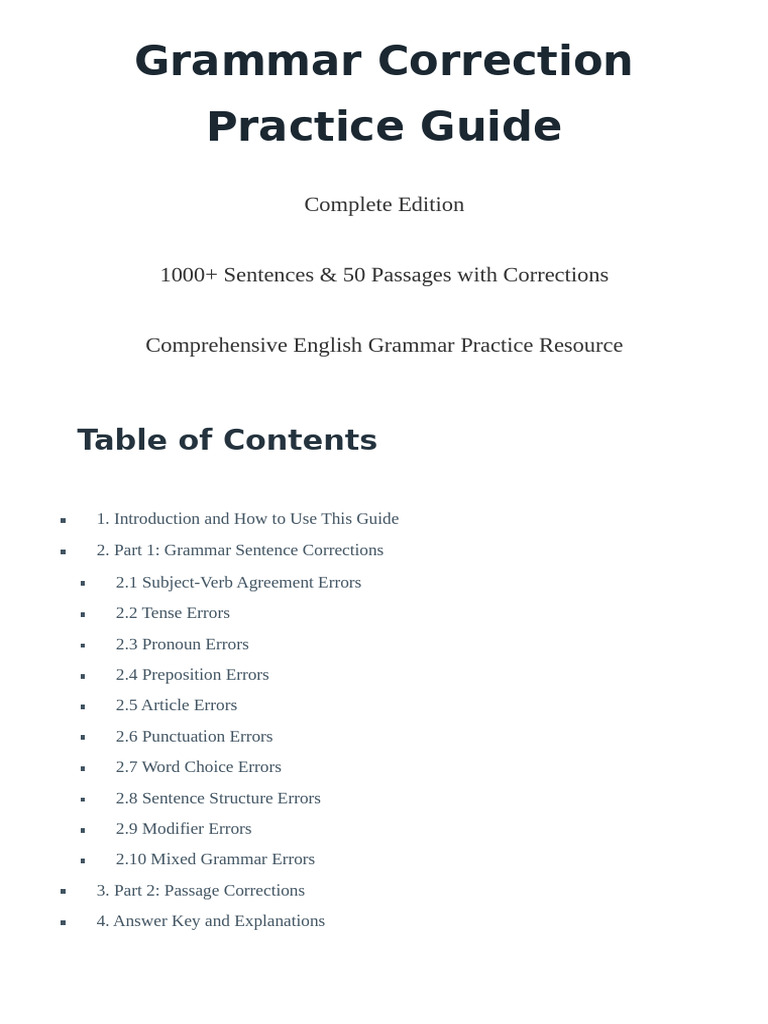 Grammar Correction Practice Guide | PDF | Verb | Subject (Grammar)